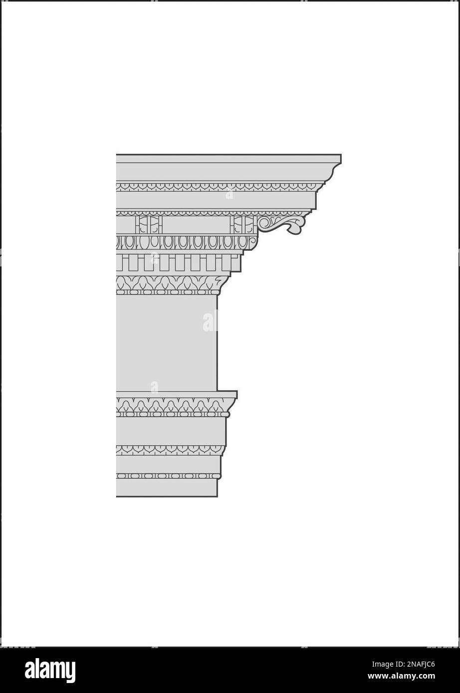 Illustration of entablature. The entablature is the name for combined ...