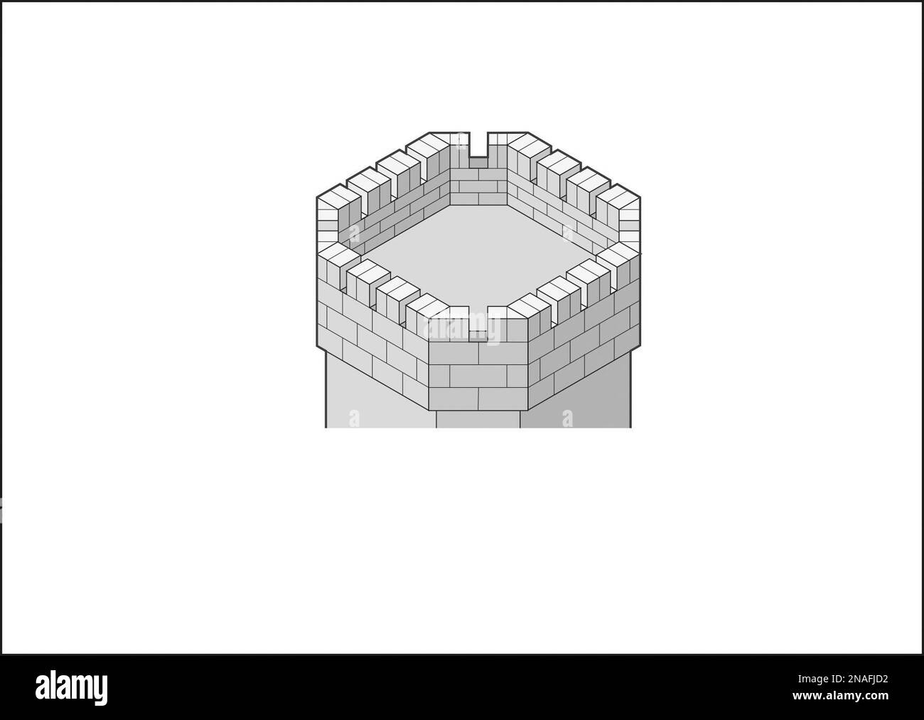 Illustration depicting crenellation - the alternating high parts ...