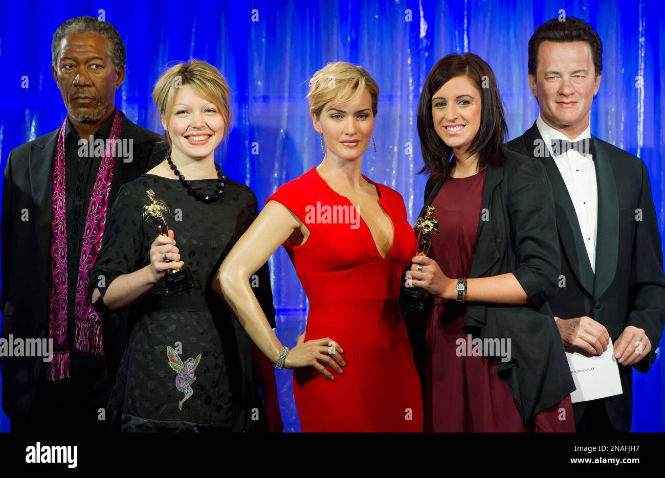Laura Burks, left, and Gemma Keegan, right, pose amongst celebrity ...