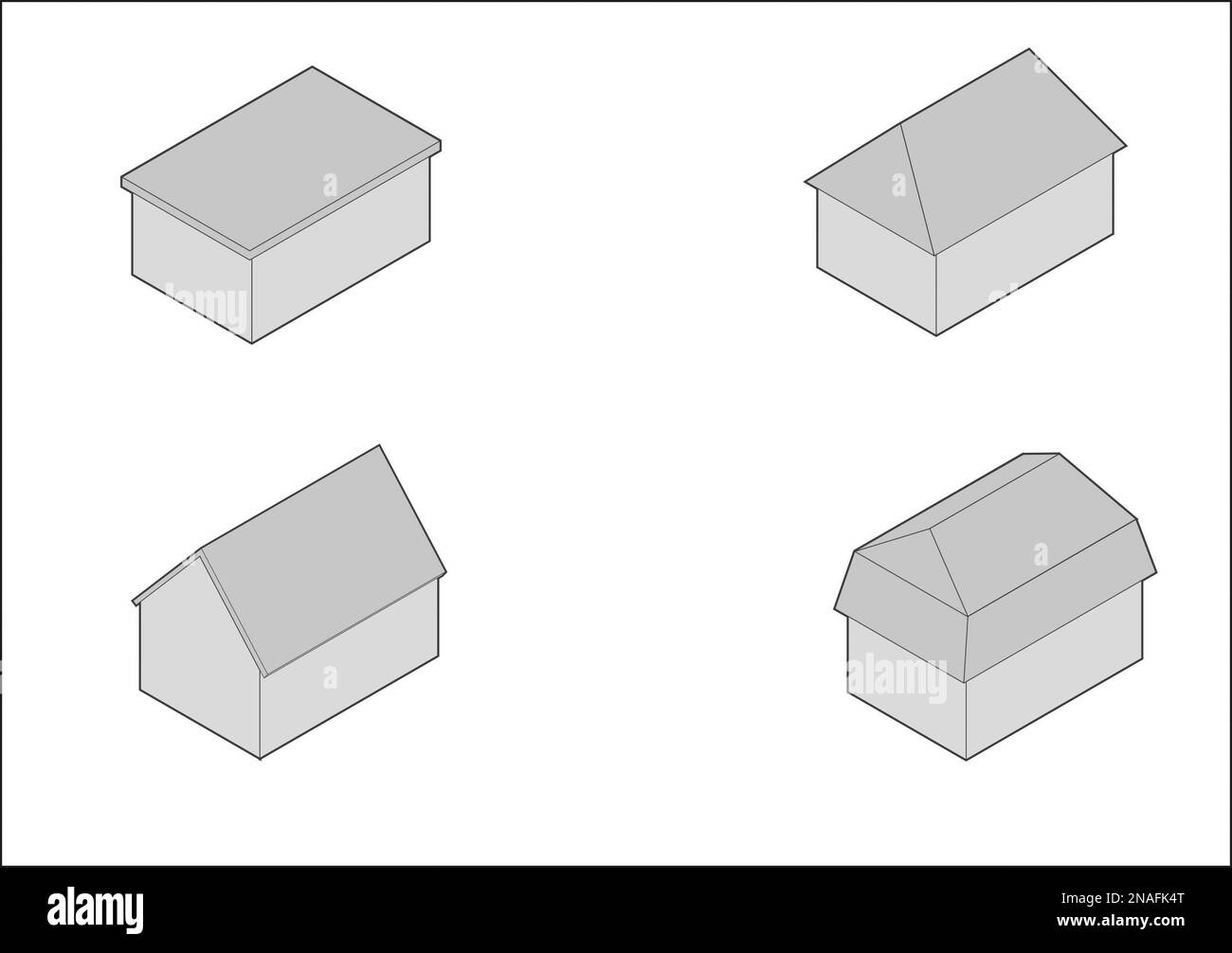 Illustration of different types of roofs Stock Photo - Alamy