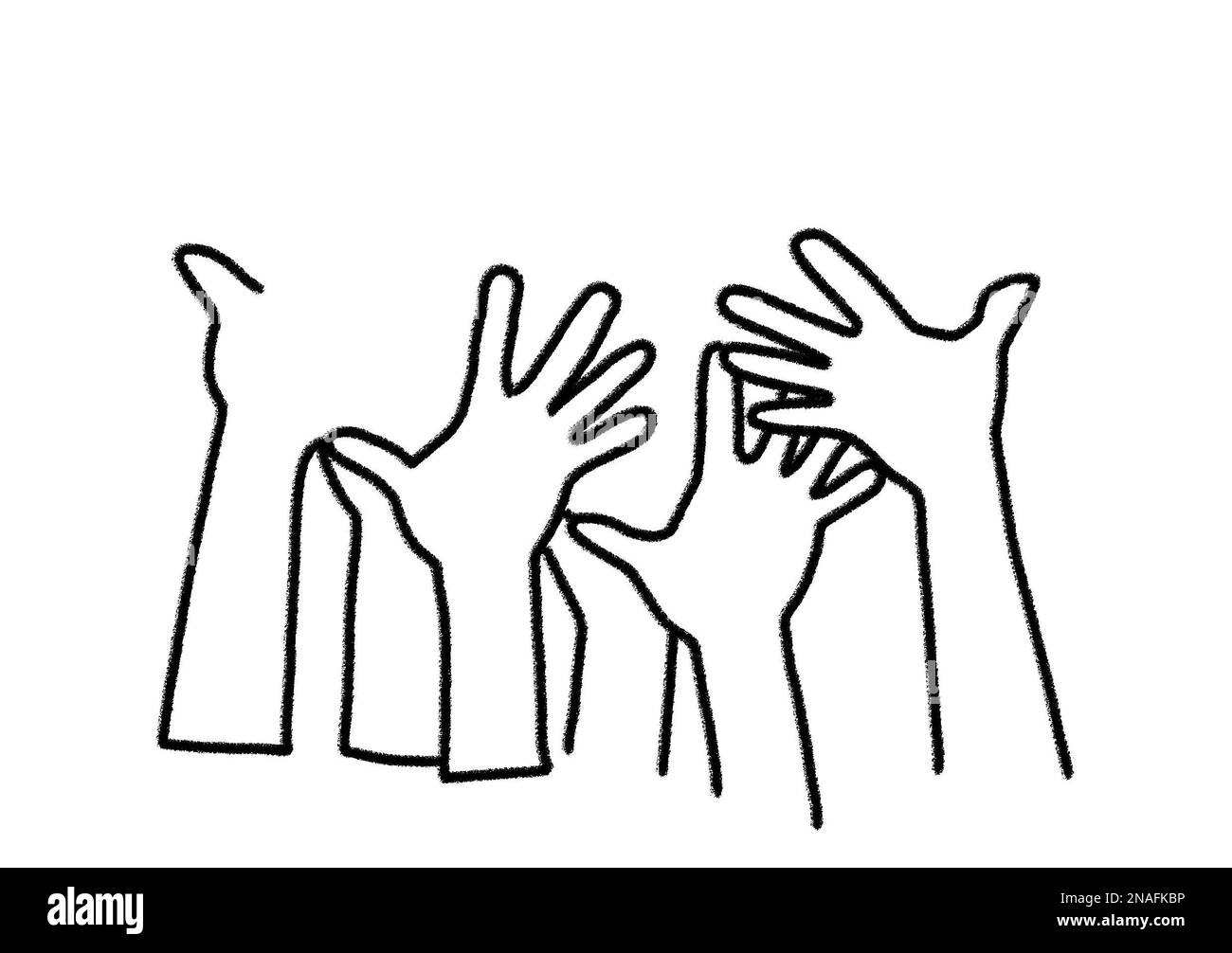 Illustration of group of hands supporting something Stock Photo - Alamy