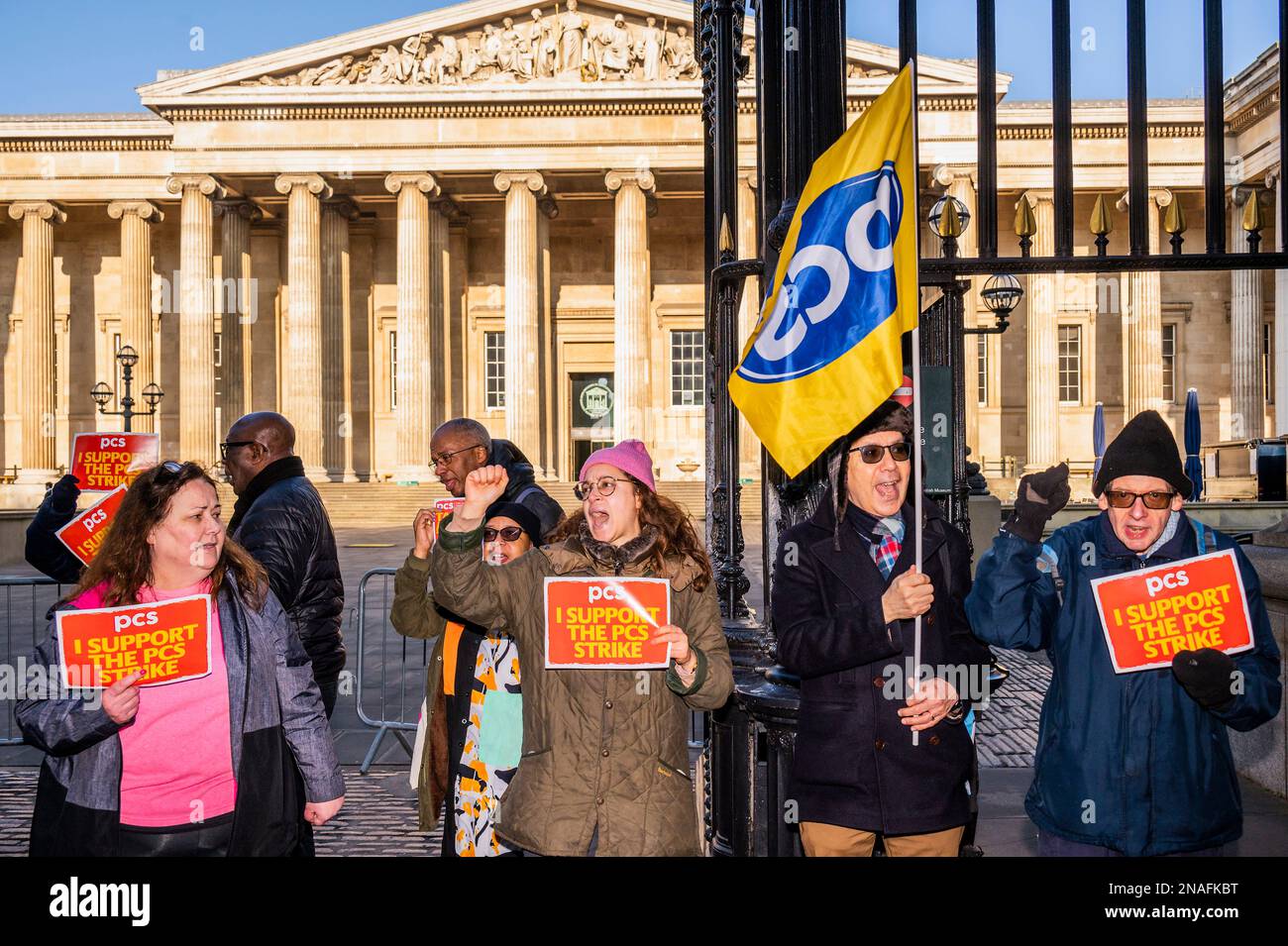 London, UK. 13th Feb, 2023. British Museum staff who are members of the ...