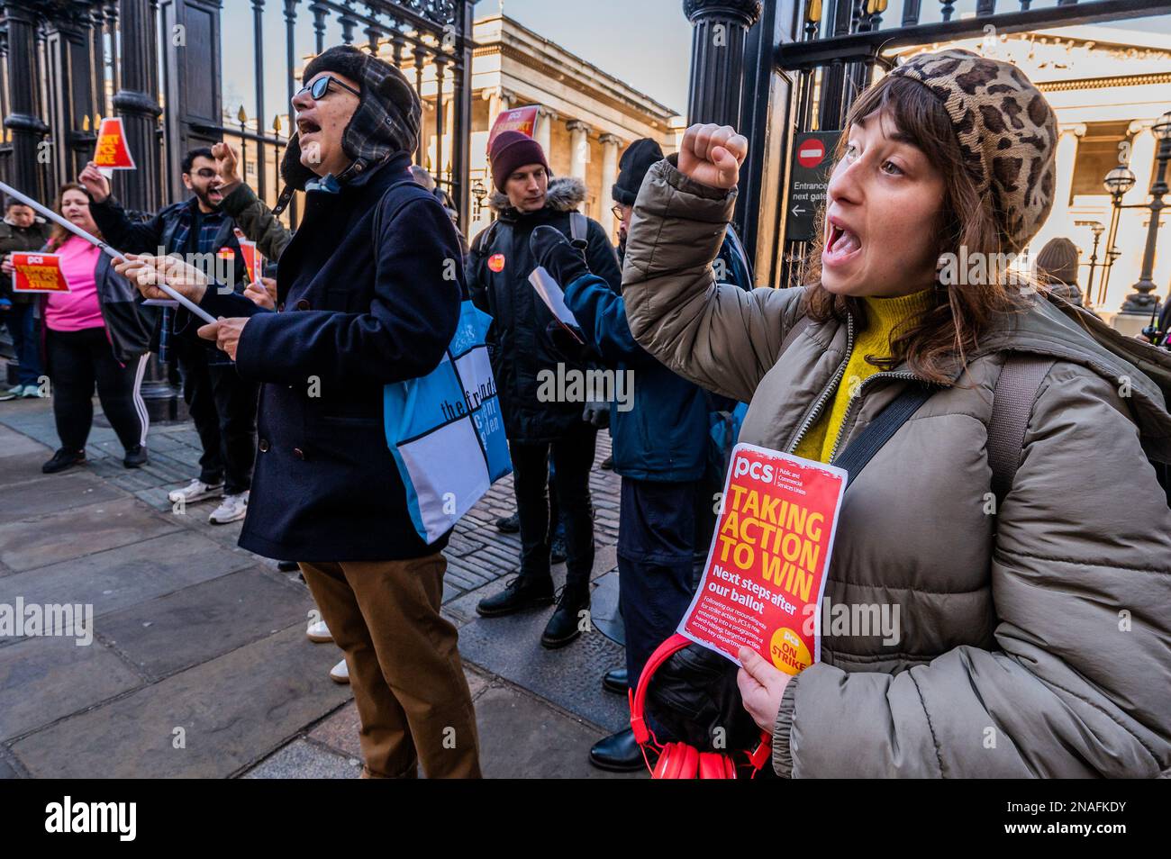 London, UK. 13th Feb, 2023. British Museum staff who are members of the ...