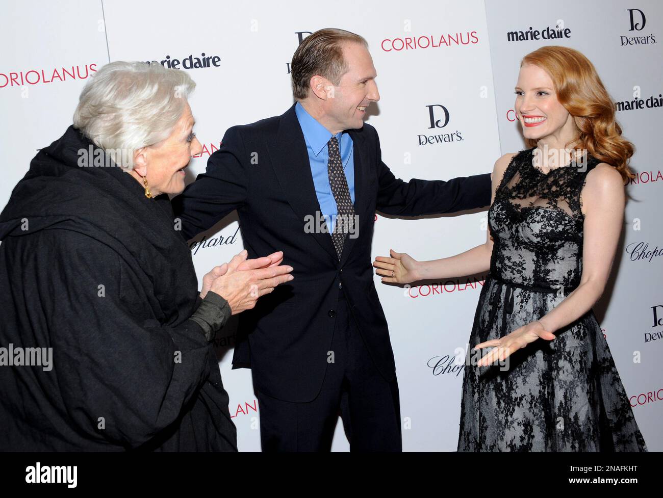 Cast members, from left, Vanessa Redgrave, Ralph Fiennes and Jessica ...
