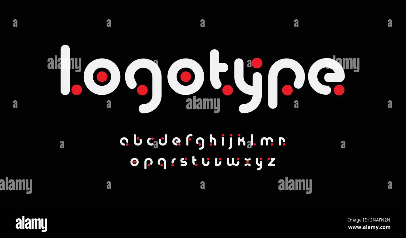 Logo alphabet, round sans serif letters with dots, versatile font for ...