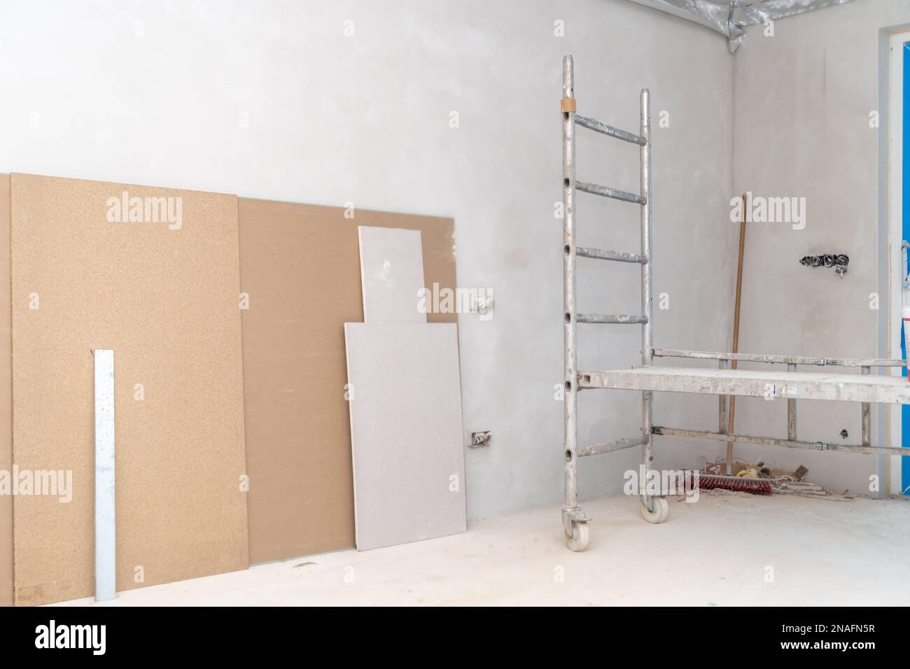 plasterboard panels on the construction site Stock Photo - Alamy