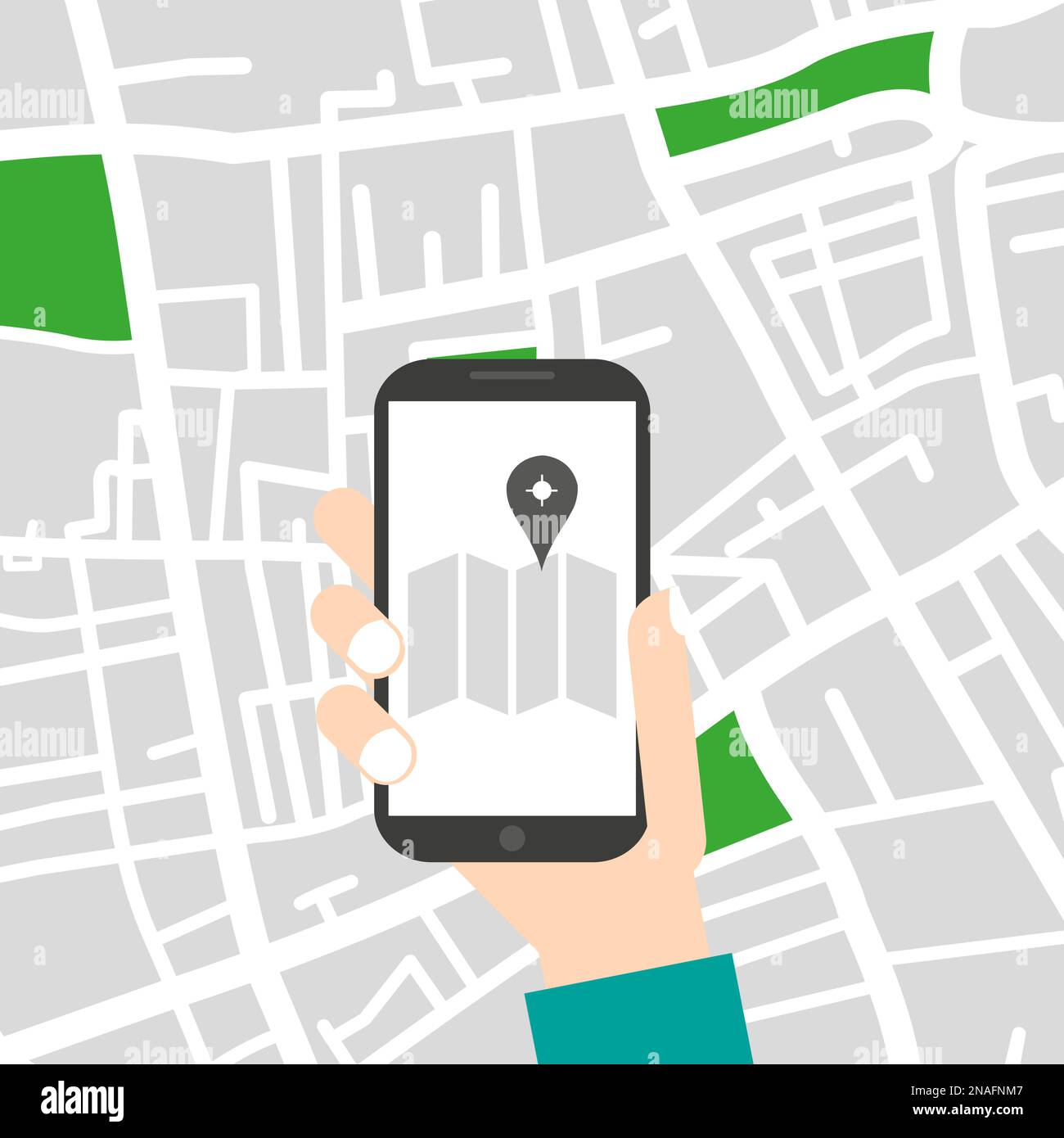Hand holding phone with map and location pin Stock Vector Image & Art ...