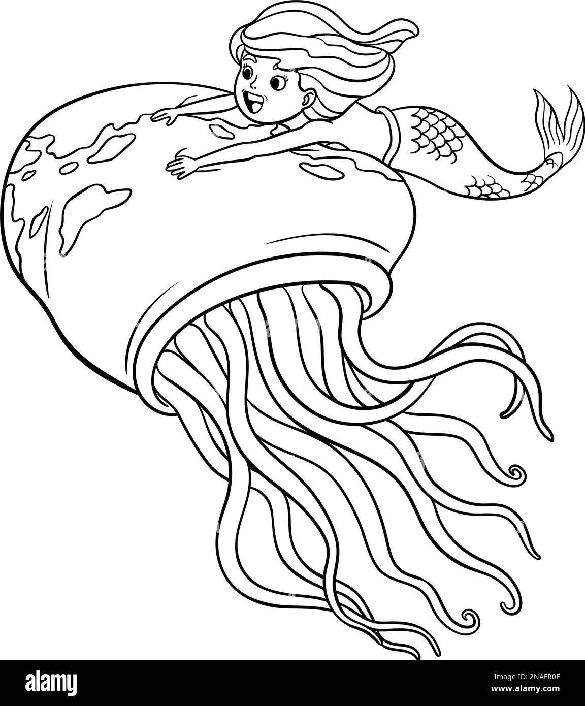 Mermaid Riding in a Giant Jellyfish Isolated Stock Vector Image & Art ...