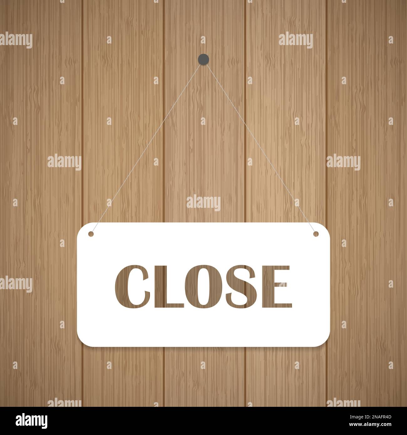Close sign board hanging on the wooden wall. Vector illustration Stock ...
