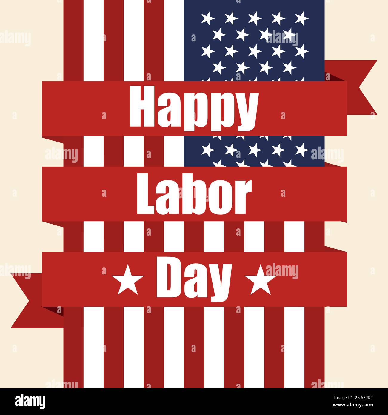 Flag of USA to labor day with ribbon. Vector illustration Stock Vector ...