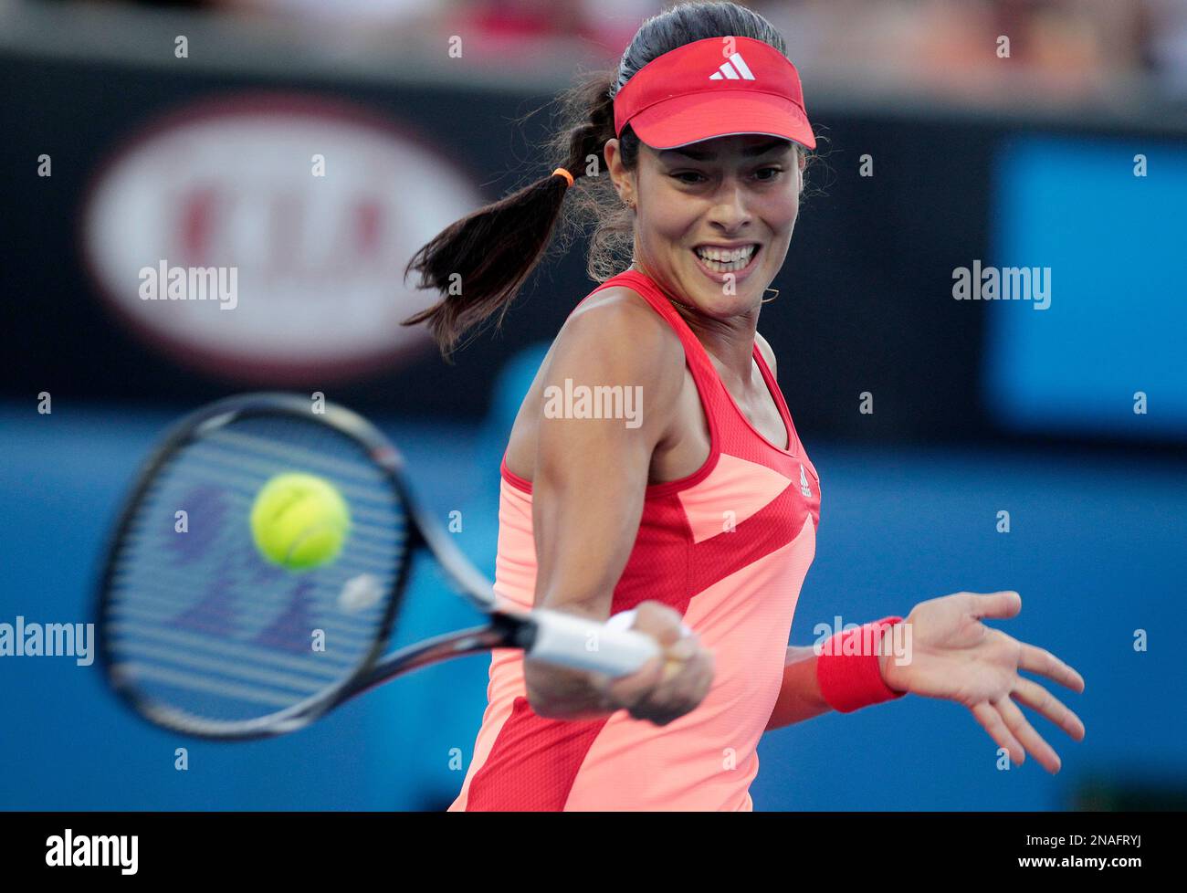 Serbia S Ana Ivanovic Hits A Forehand Return During Her First Round
