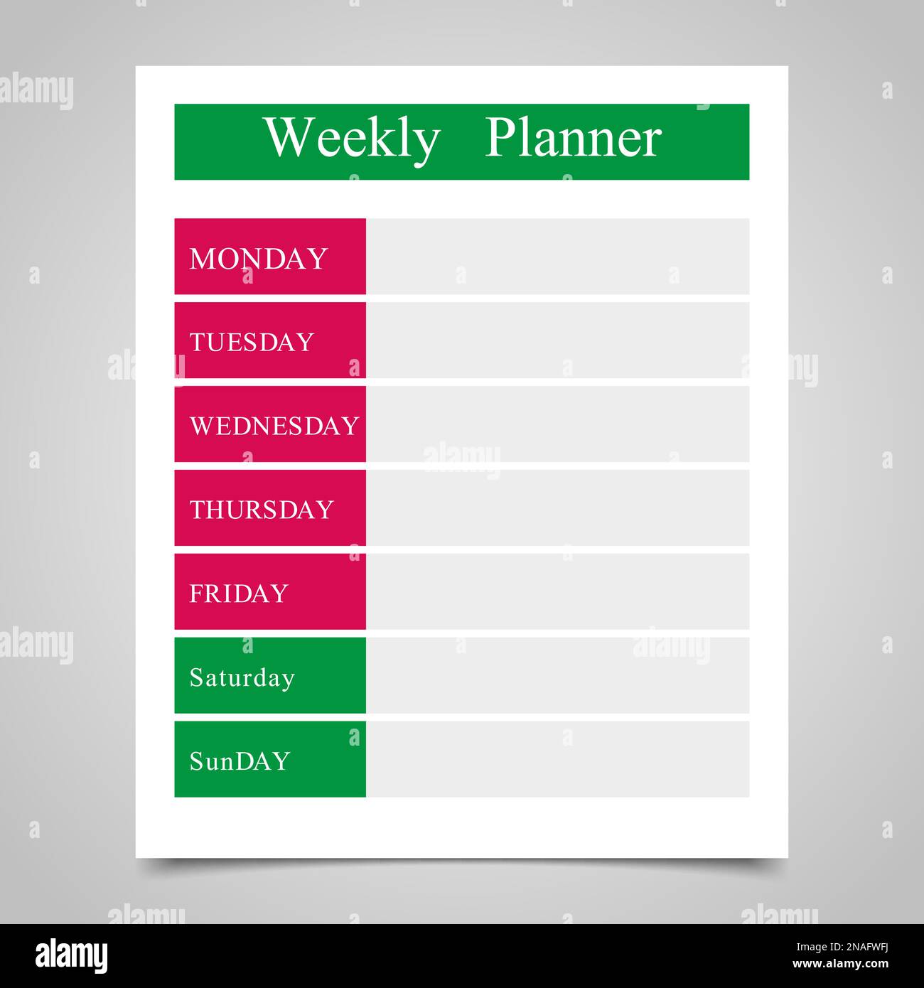 Weekly planner, daily planner on a gray background Stock Vector Image ...