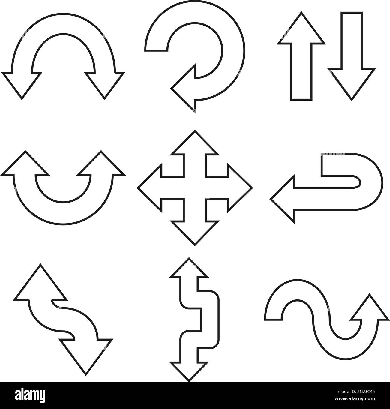 Set of different arrows on a white background. Vector illustration ...