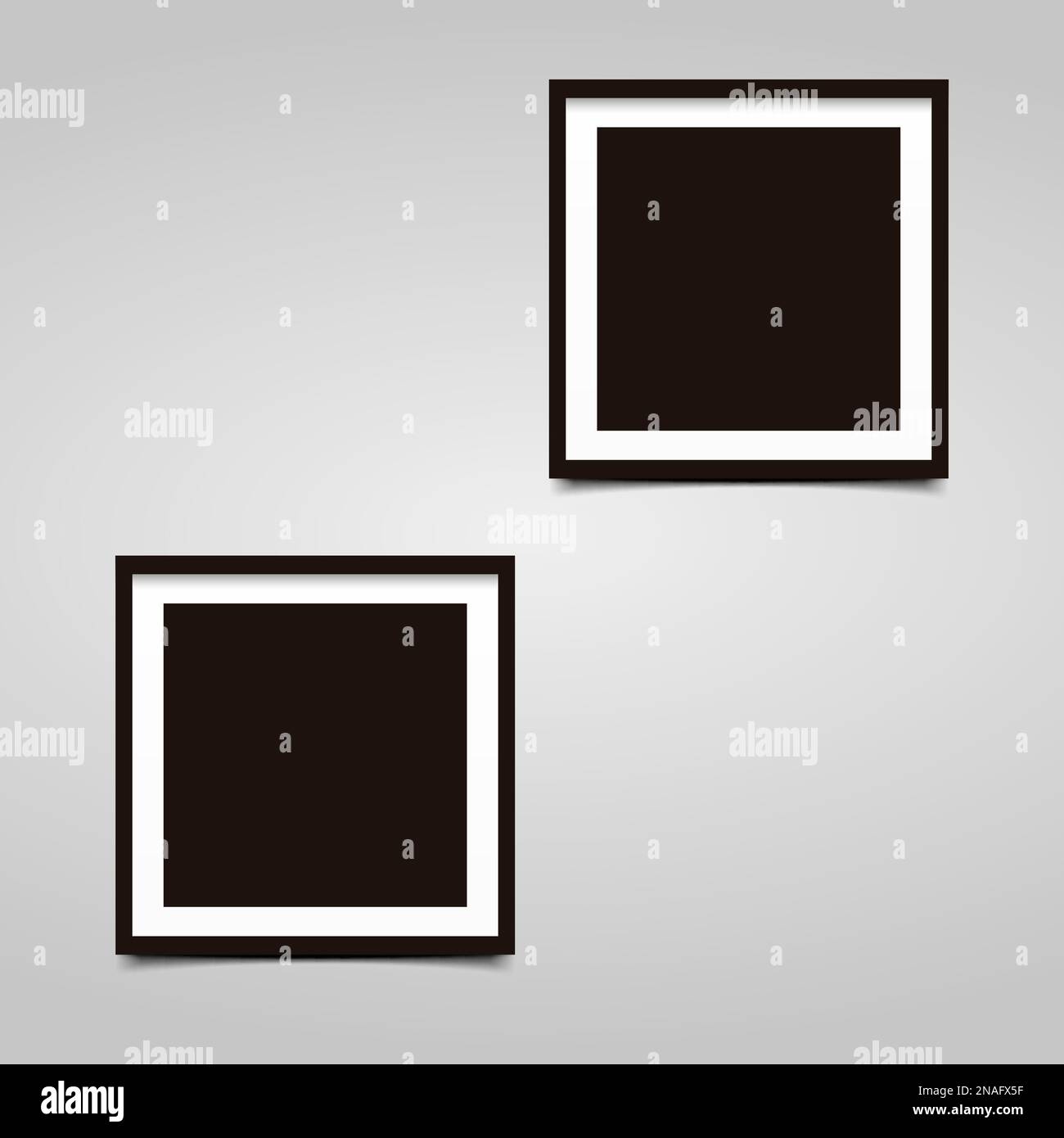 Two square photo frame with shadow on a gray background Stock Vector ...