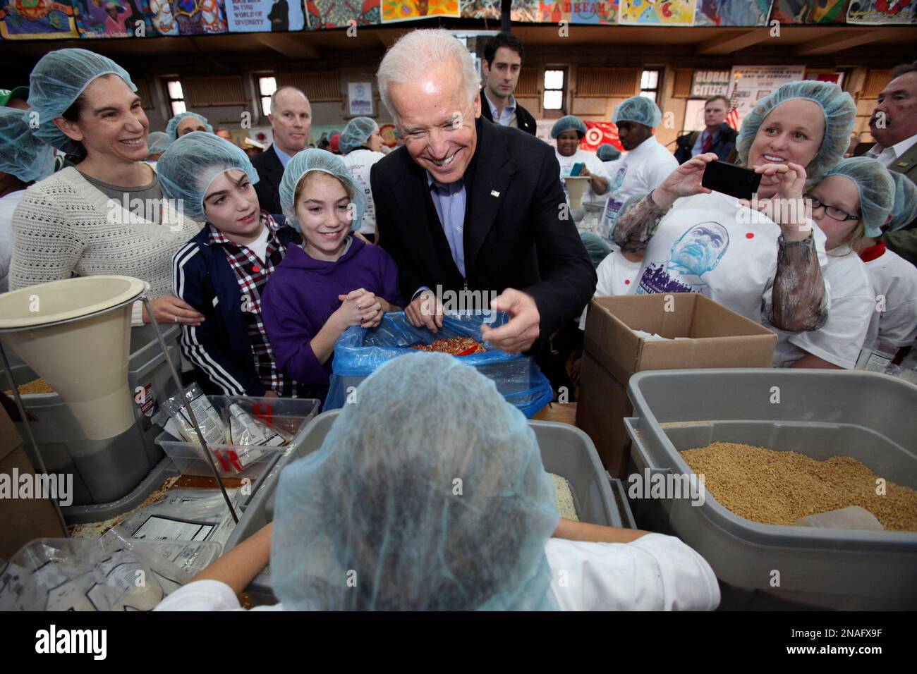 Vice President Joe Biden talks to Danielle Berman, back to the camera ...