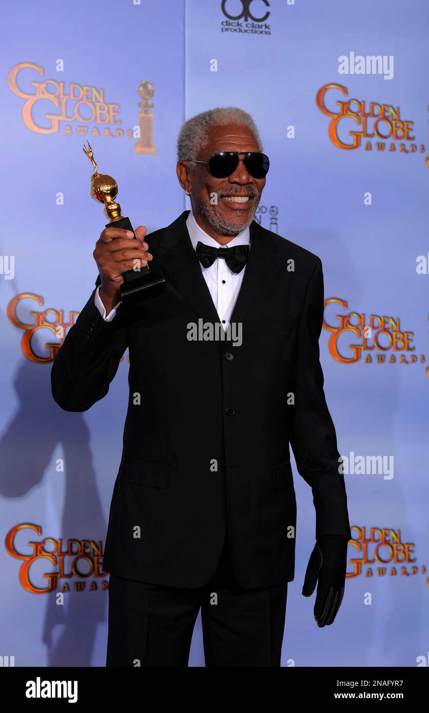 Actor Morgan Freeman poses backstage with the Cecil B. Demille Award ...