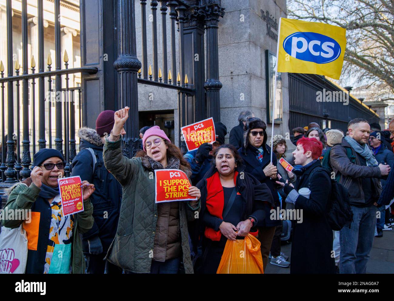 London, UK. 13th Feb, 2023. Members of the PCS Union, the Civil Service ...
