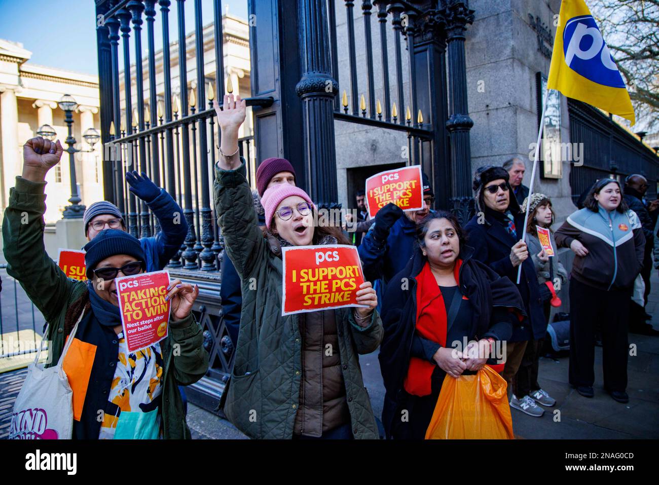 London, UK. 13th Feb, 2023. Members of the PCS Union, the Civil Service ...