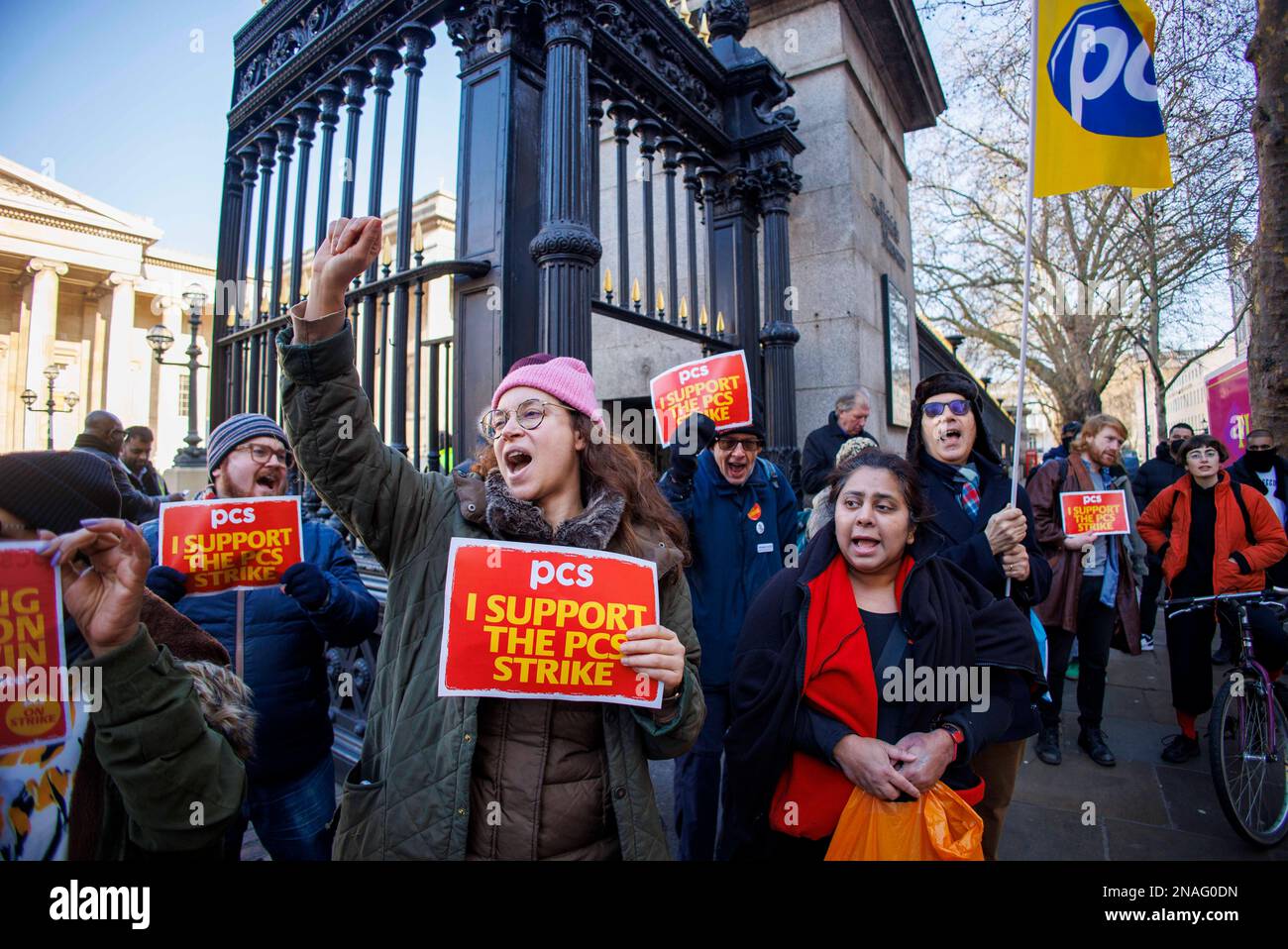 London, UK. 13th Feb, 2023. Members of the PCS Union, the Civil Service ...