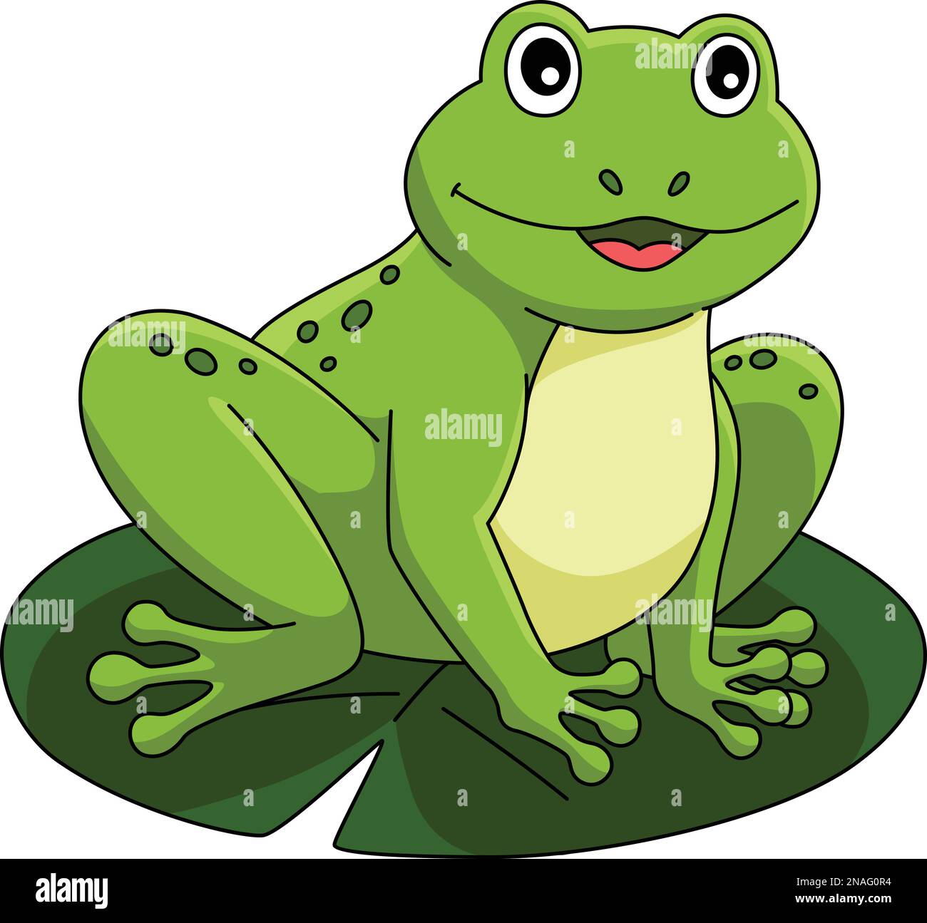 Spring Frog on Water Lily Cartoon Colored Clipart Stock Vector Image ...