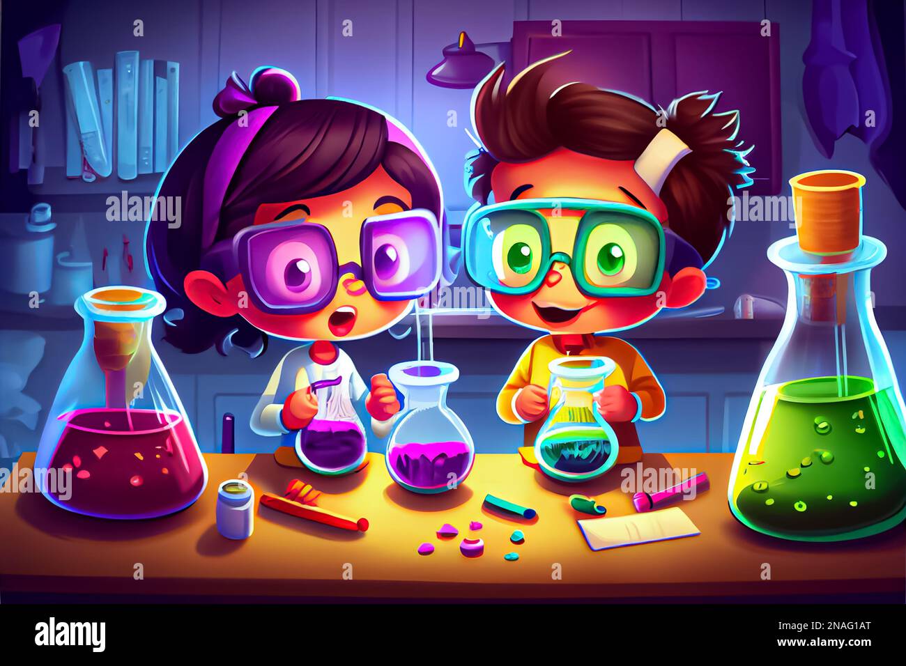 Cartoon science experiment children hi-res stock photography and images ...