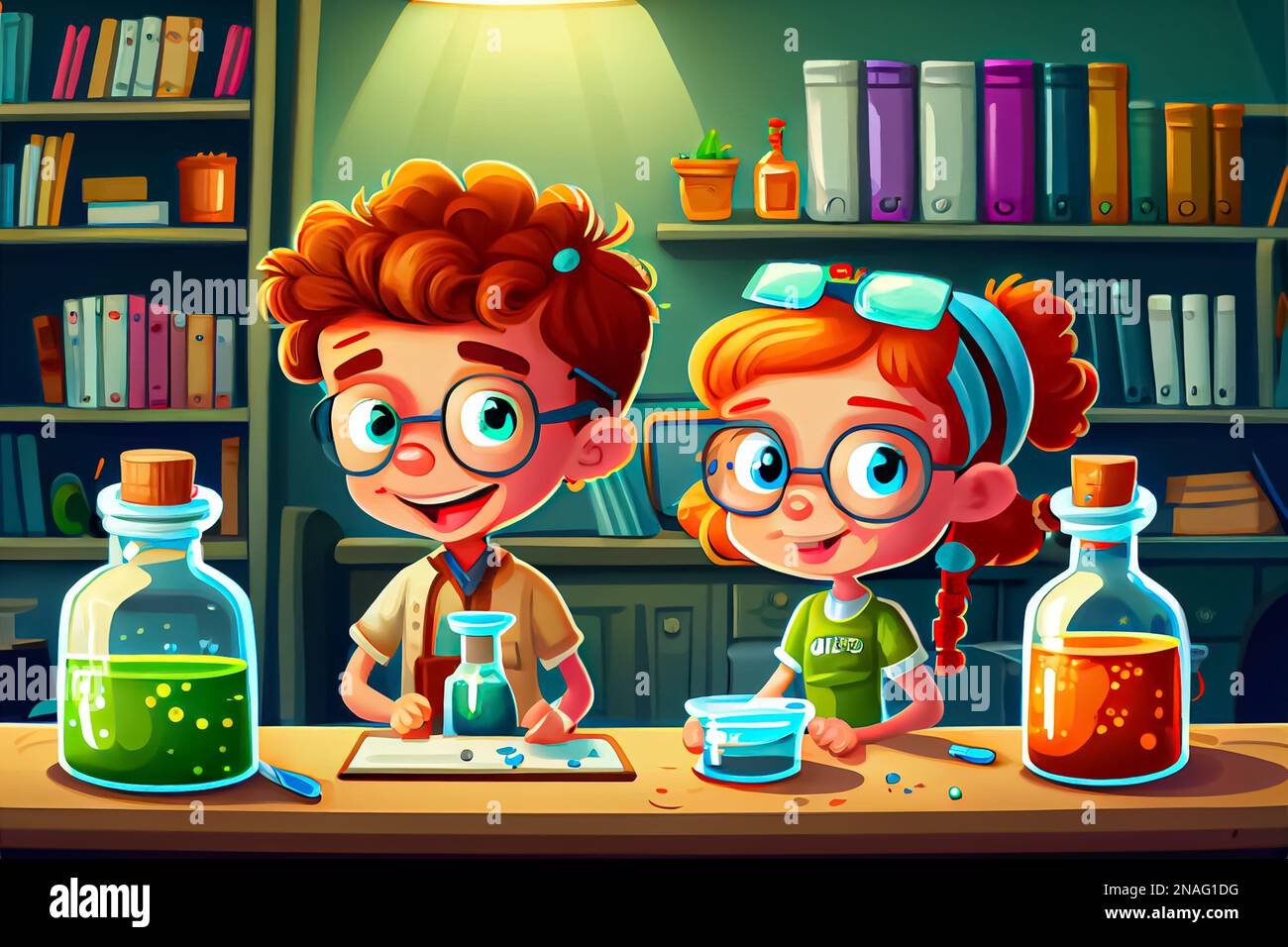 Cartoon science experiment children hi-res stock photography and images ...