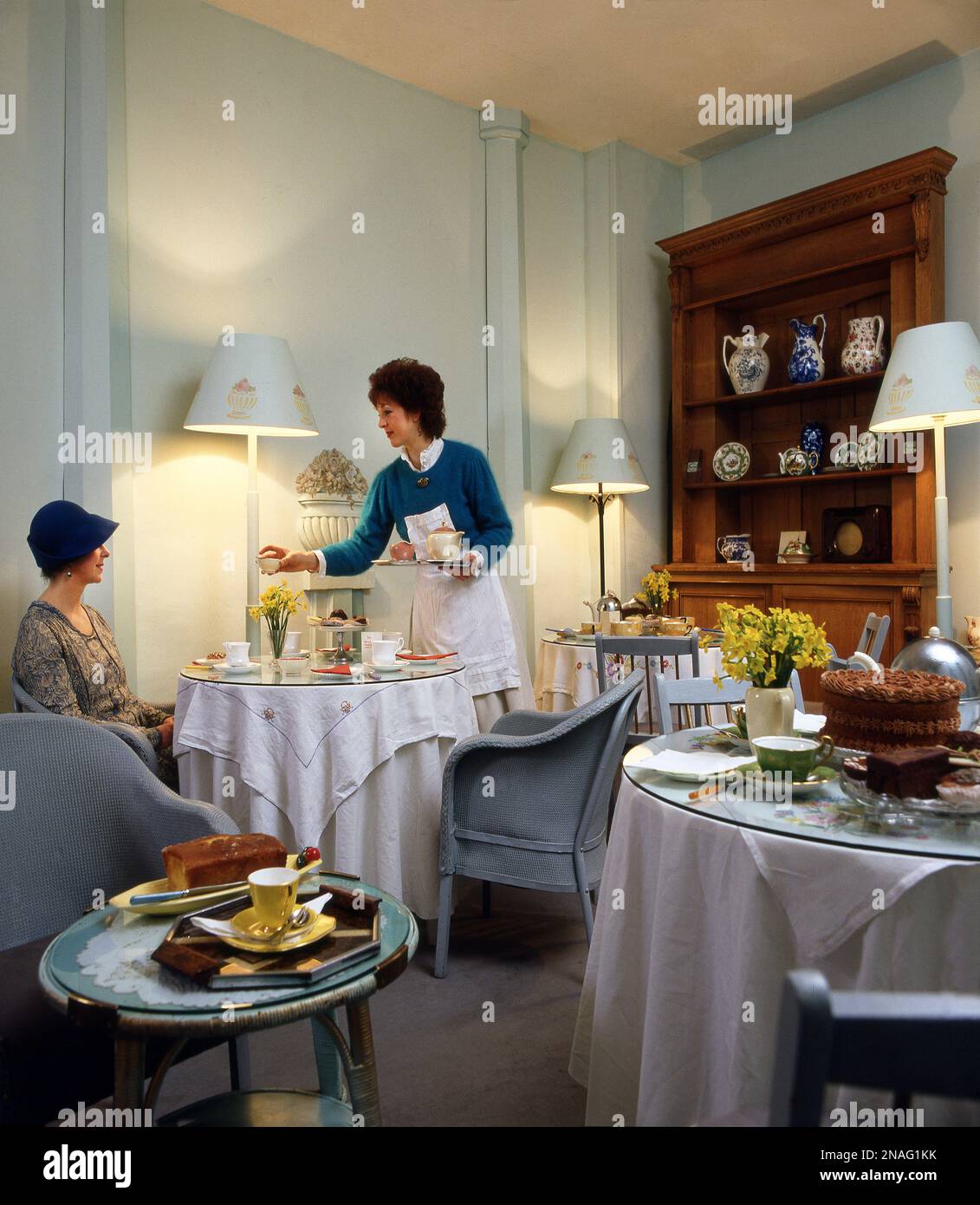 Lady in an English Tea Room Stock Photo - Alamy