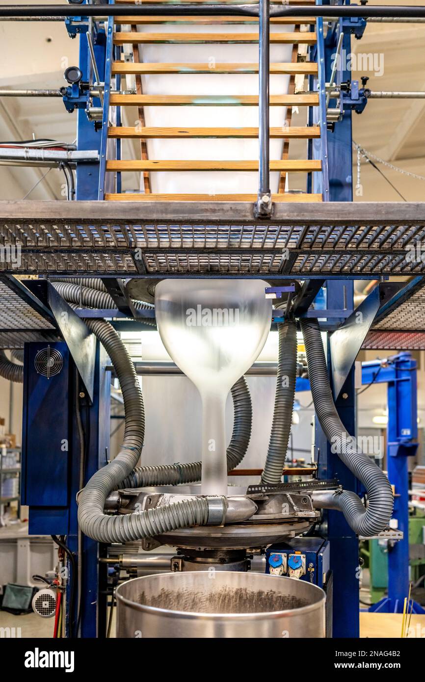 blowing plastic into a plastic roll for the production of polyethylene ...