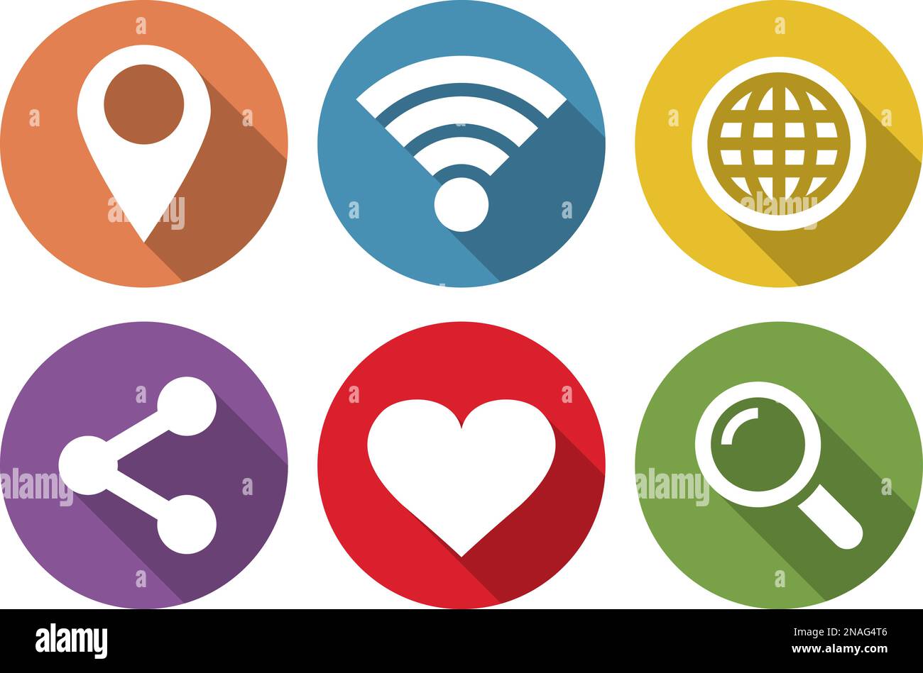 Set of icons for internet in a flat design with long shadow Stock ...