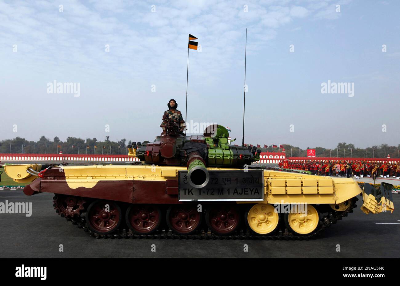 An Indian Army T-72 tank participates in a parade on the occasion of ...