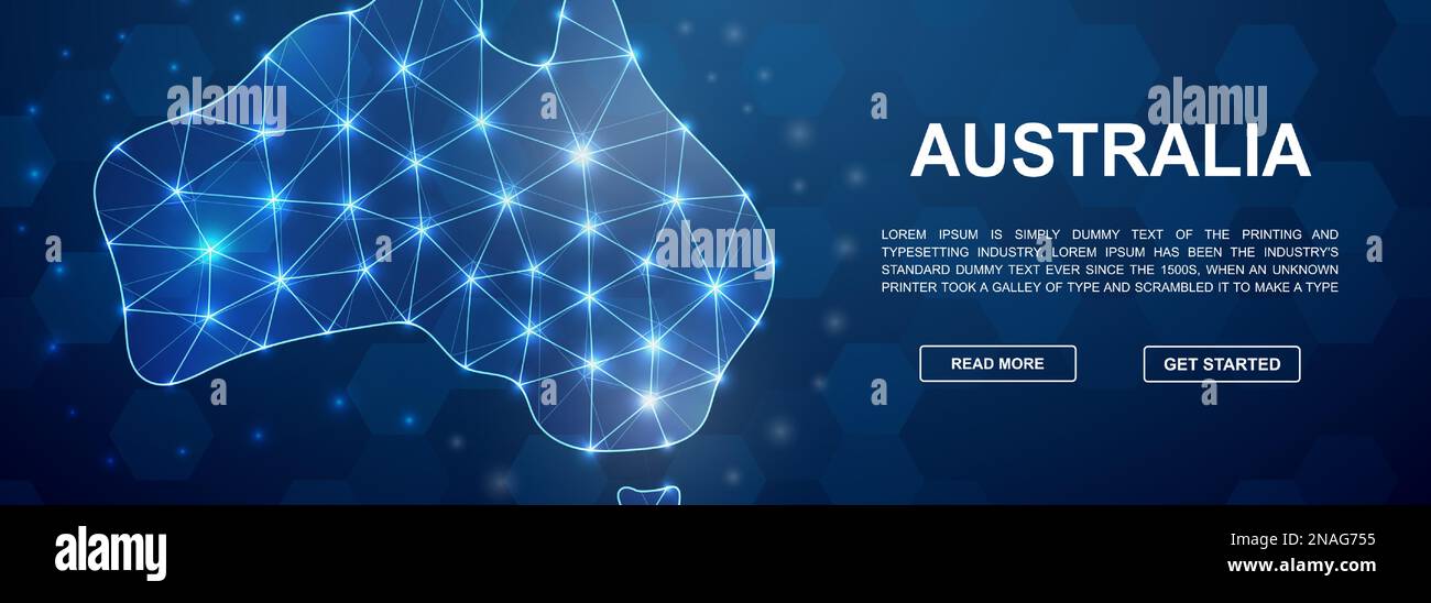 Australia 3d low poly head promotion banner. Australia map design ...