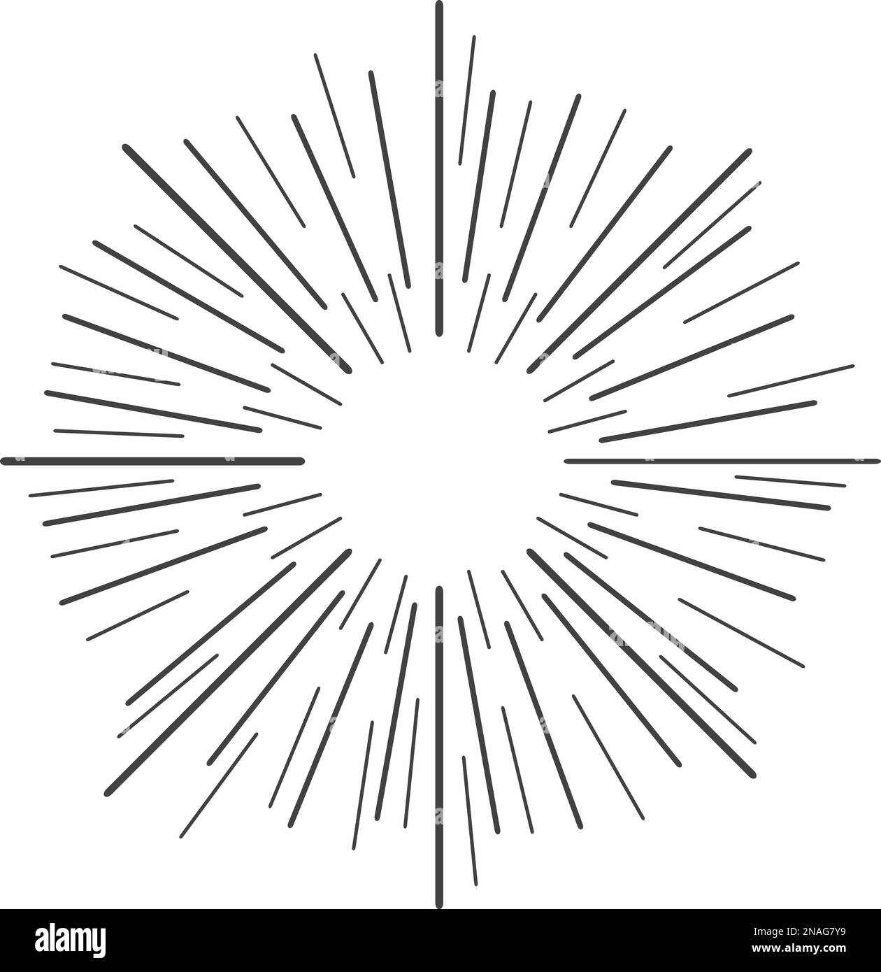 Linear drawing of rays of the sun in vintage style. Vector illustration ...