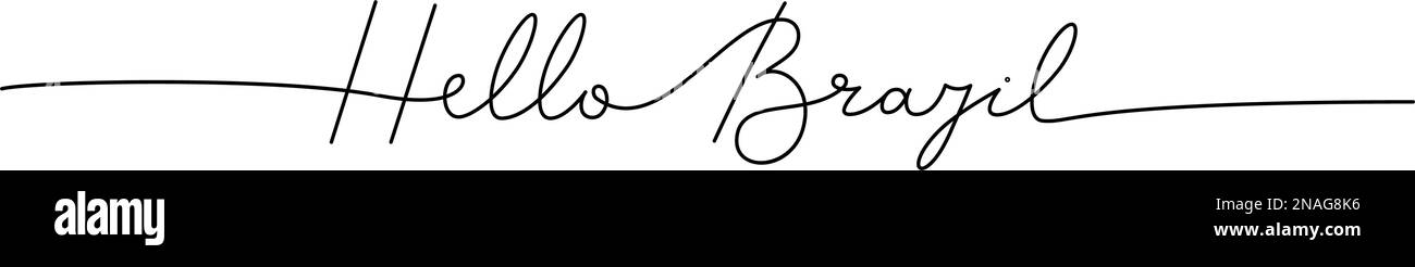 Hello Brazil - word with continuous one line. Minimalist drawing of ...