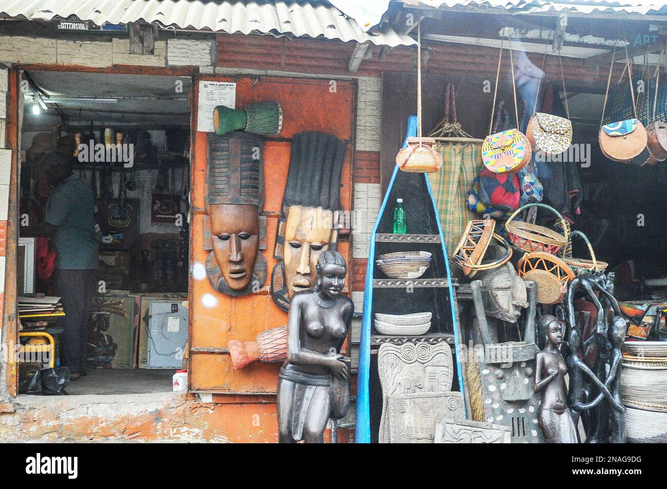 A African souvenir art and craft shop located around the Mamba beach in ...