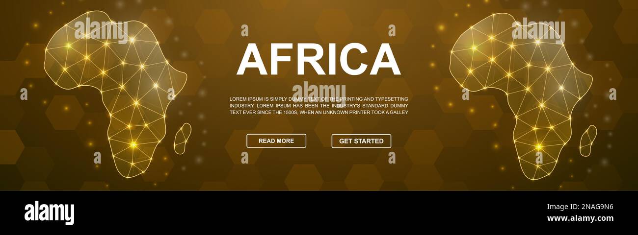 Africa polygonal promotion banner. Horizontal low poly poster ...