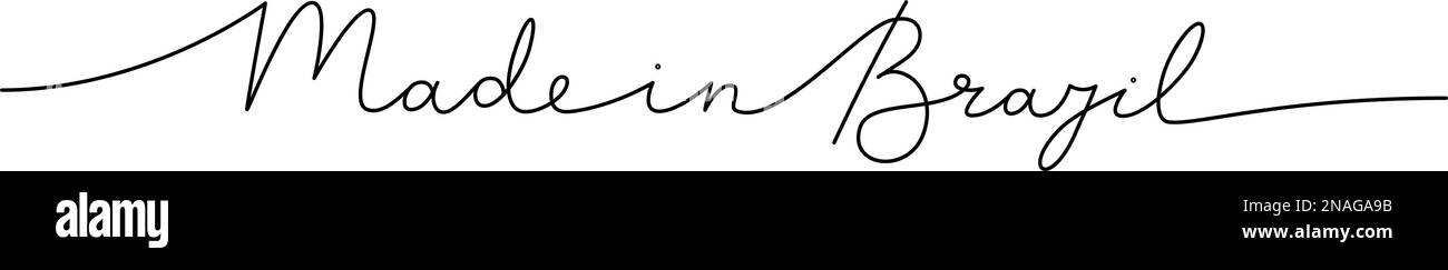 Made in Brazil - word with continuous one line. Minimalist drawing of ...
