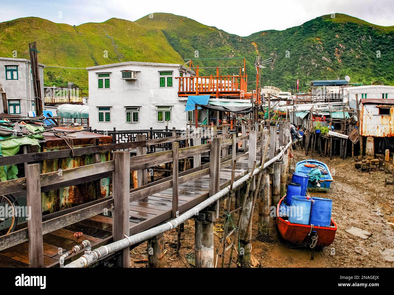 Tai O fishing village, Lantau Island. Primitive sheet metal houses ...