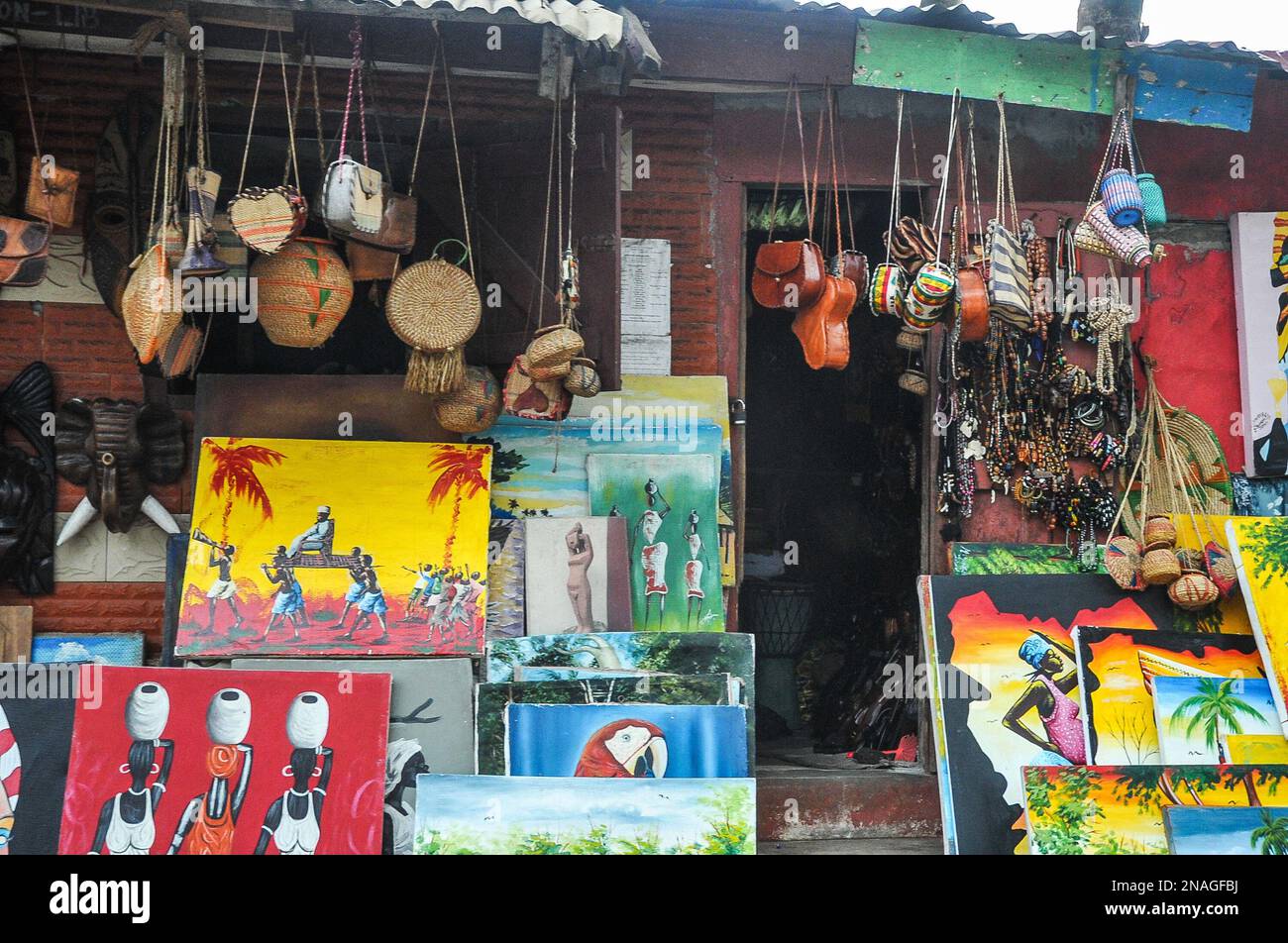 A African souvenir art and craft shop located around the Mamba beach in ...