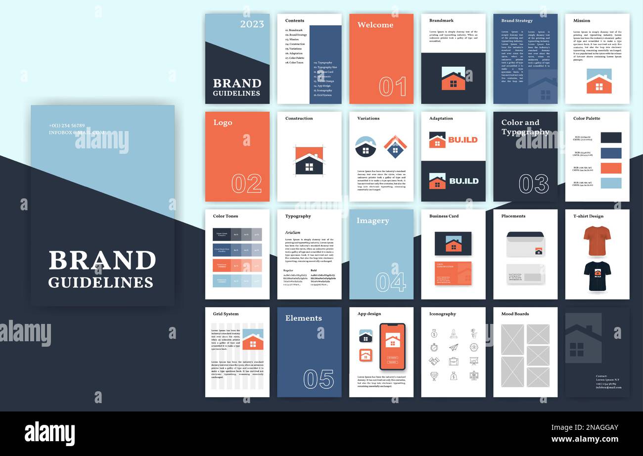 Brand Guidelines template. Corporate identity presentation in A4 size ...