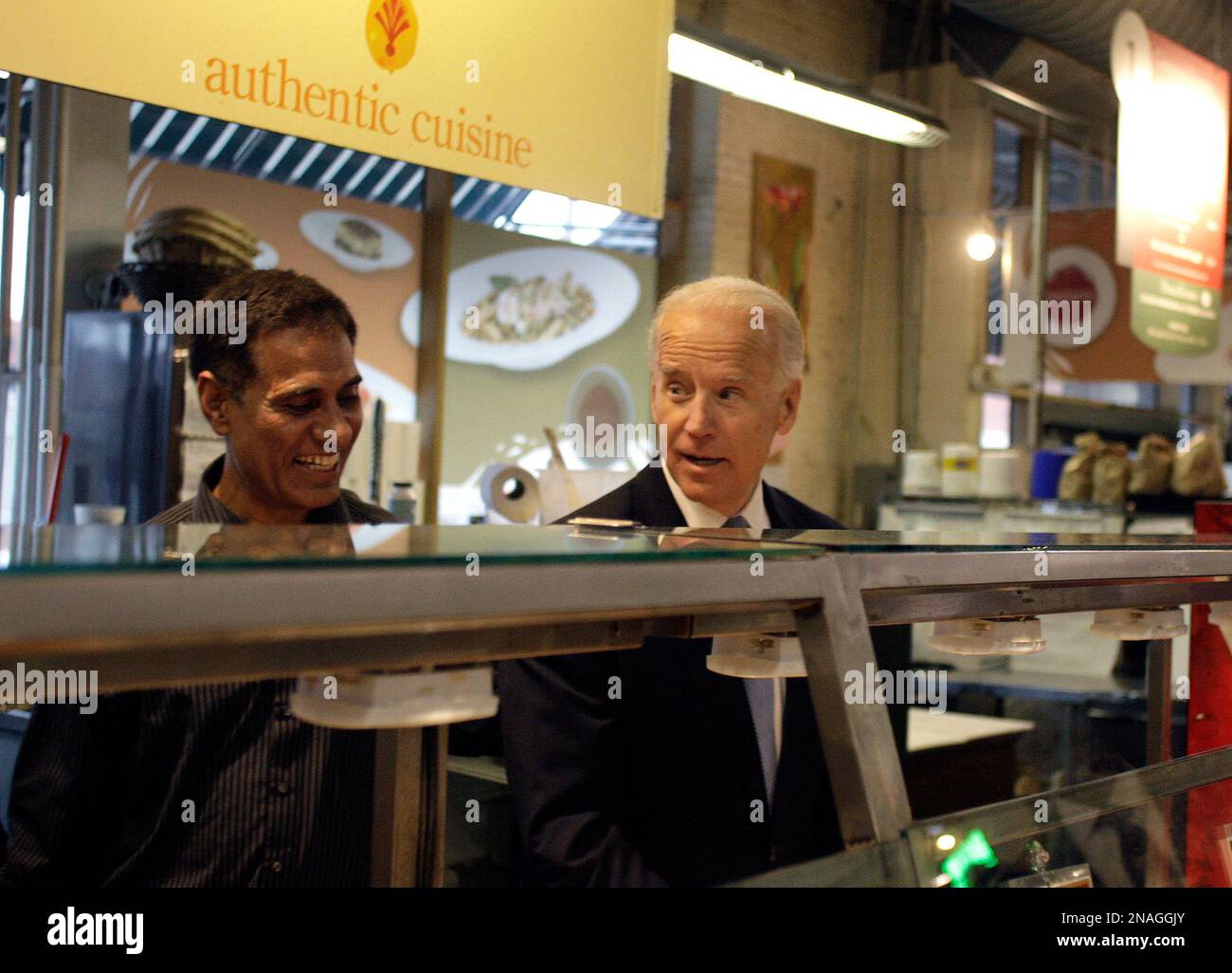 Vice President Joe Biden, right, talks with Raj Brar, of Flavors of ...