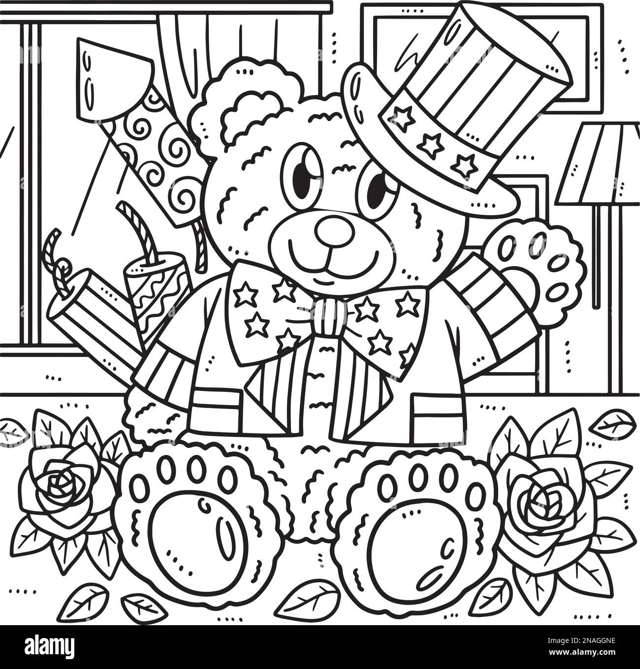 4th Of July Stars and Stripes Bear Coloring Pag Stock Vector Image ...