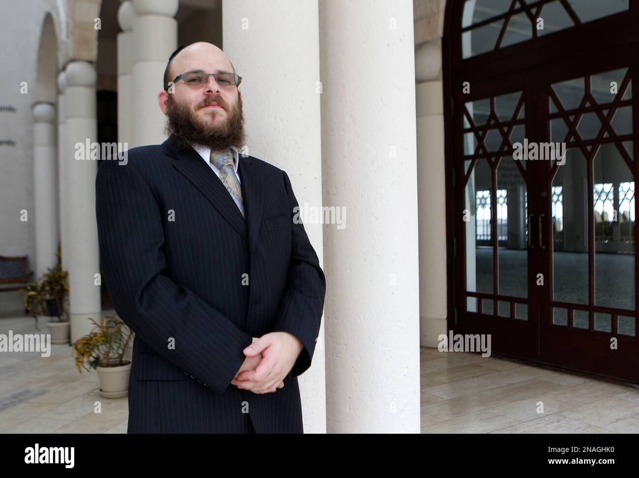 Rabbi Menachem Stern of Brooklyn, N.Y., stands outside of the Shul ...