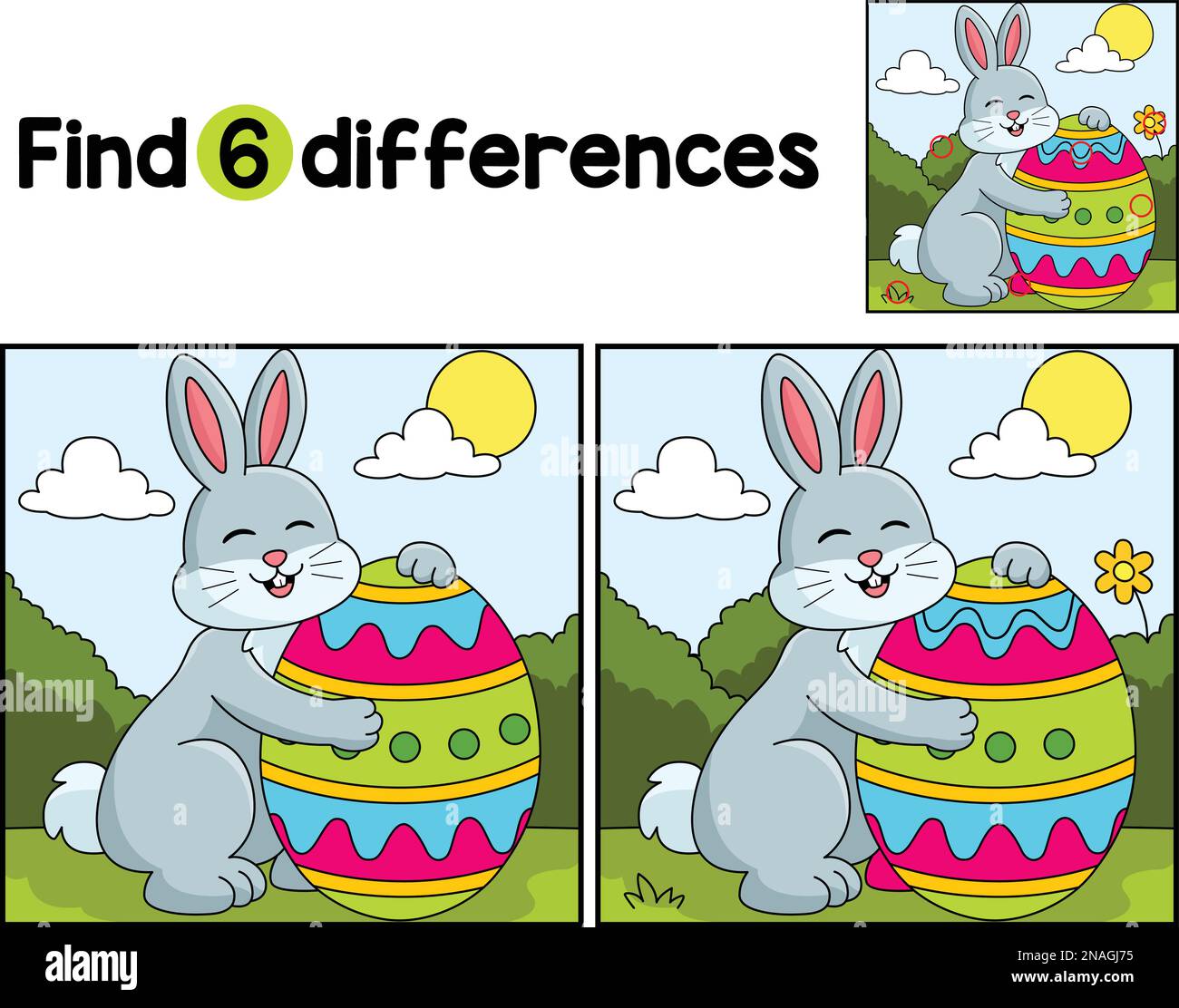 Rabbit Hugging Easter Egg Find The Differences Stock Vector Image & Art ...
