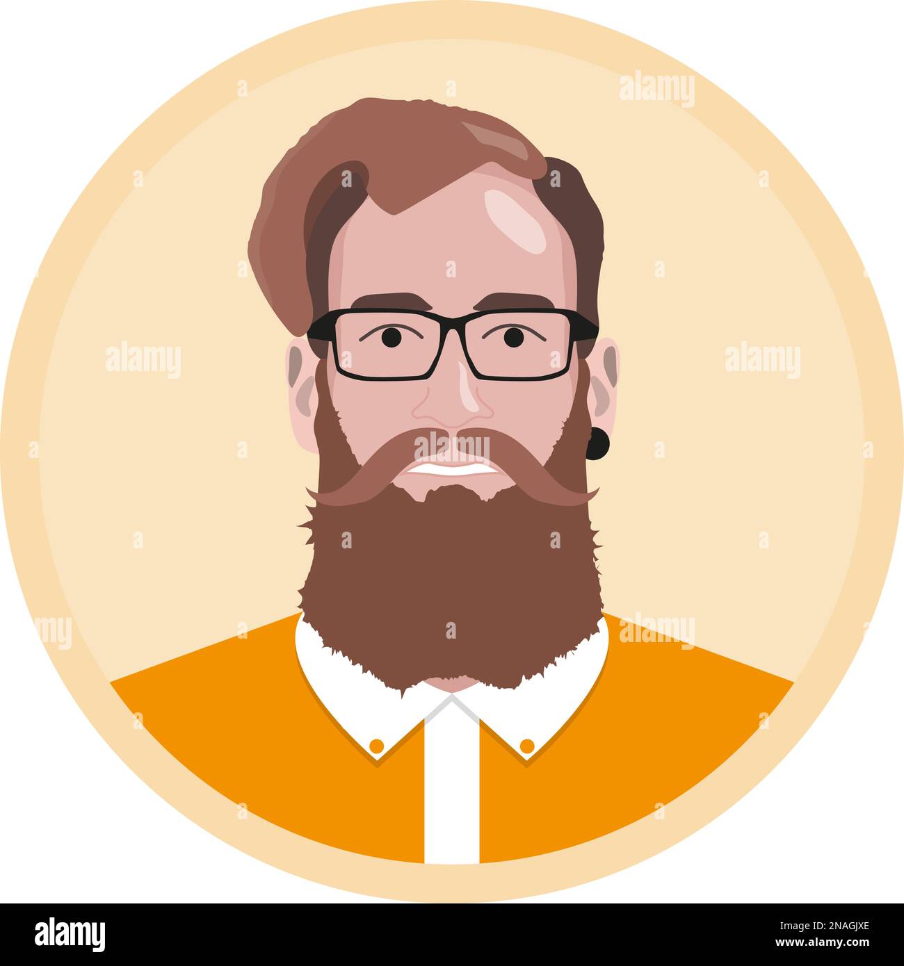 Hipster avatar. Man with mustache and beard Stock Vector Image & Art ...