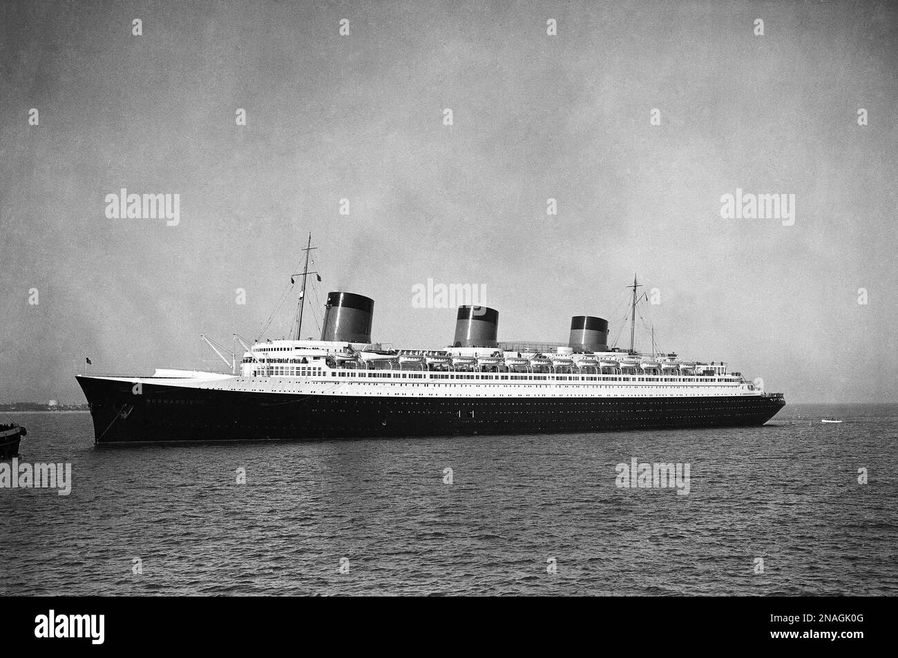 The French liner, Normandie off Southampton, on March 11, 1937, as she ...