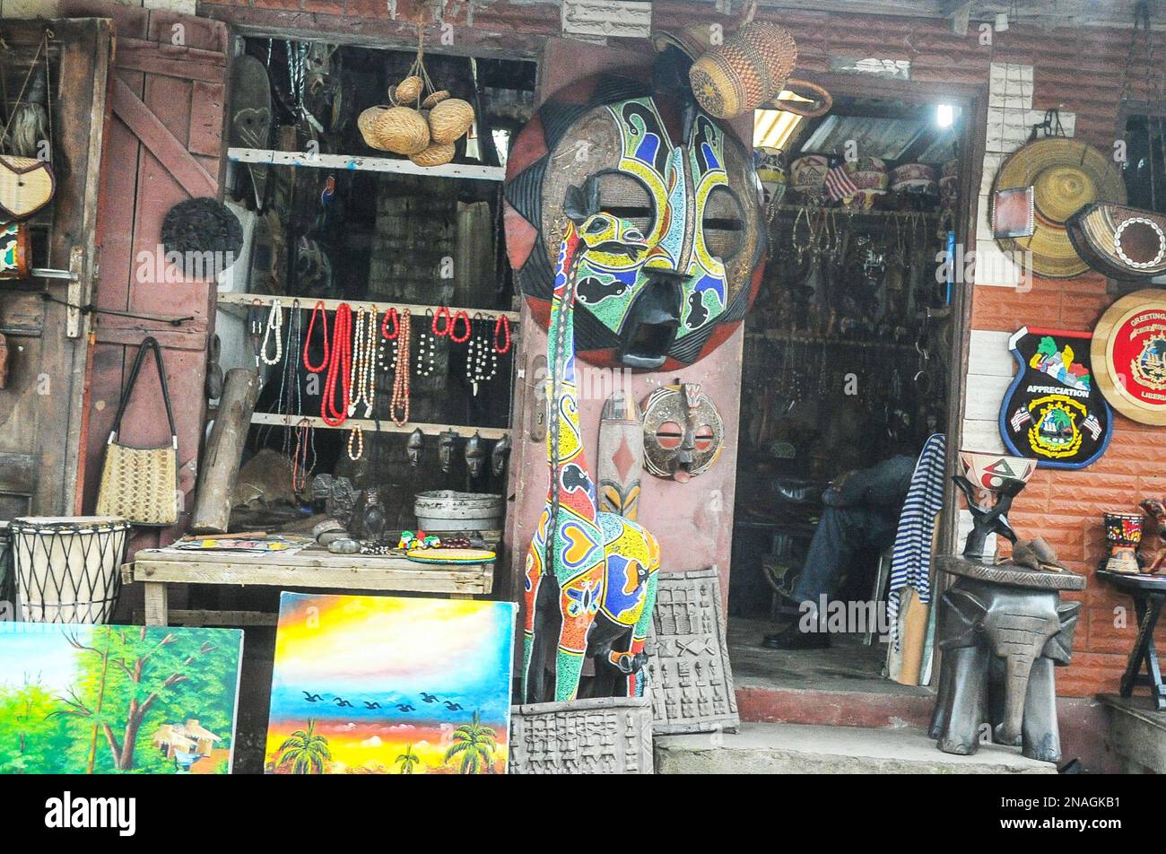 A African souvenir art and craft shop located around the Mamba beach in ...
