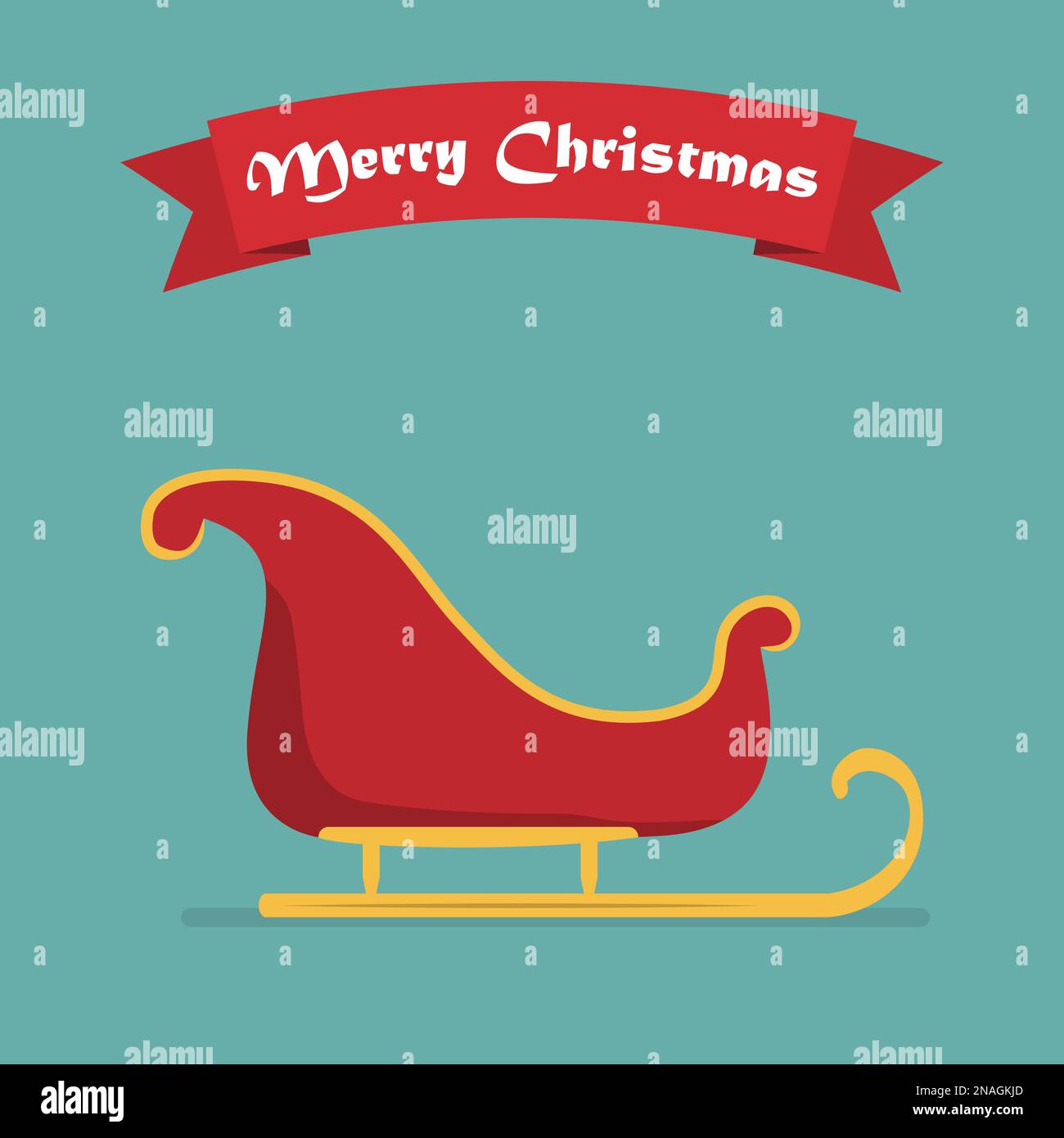 Santa sleigh with shadow and ribbon. Vector illustration Stock Vector ...