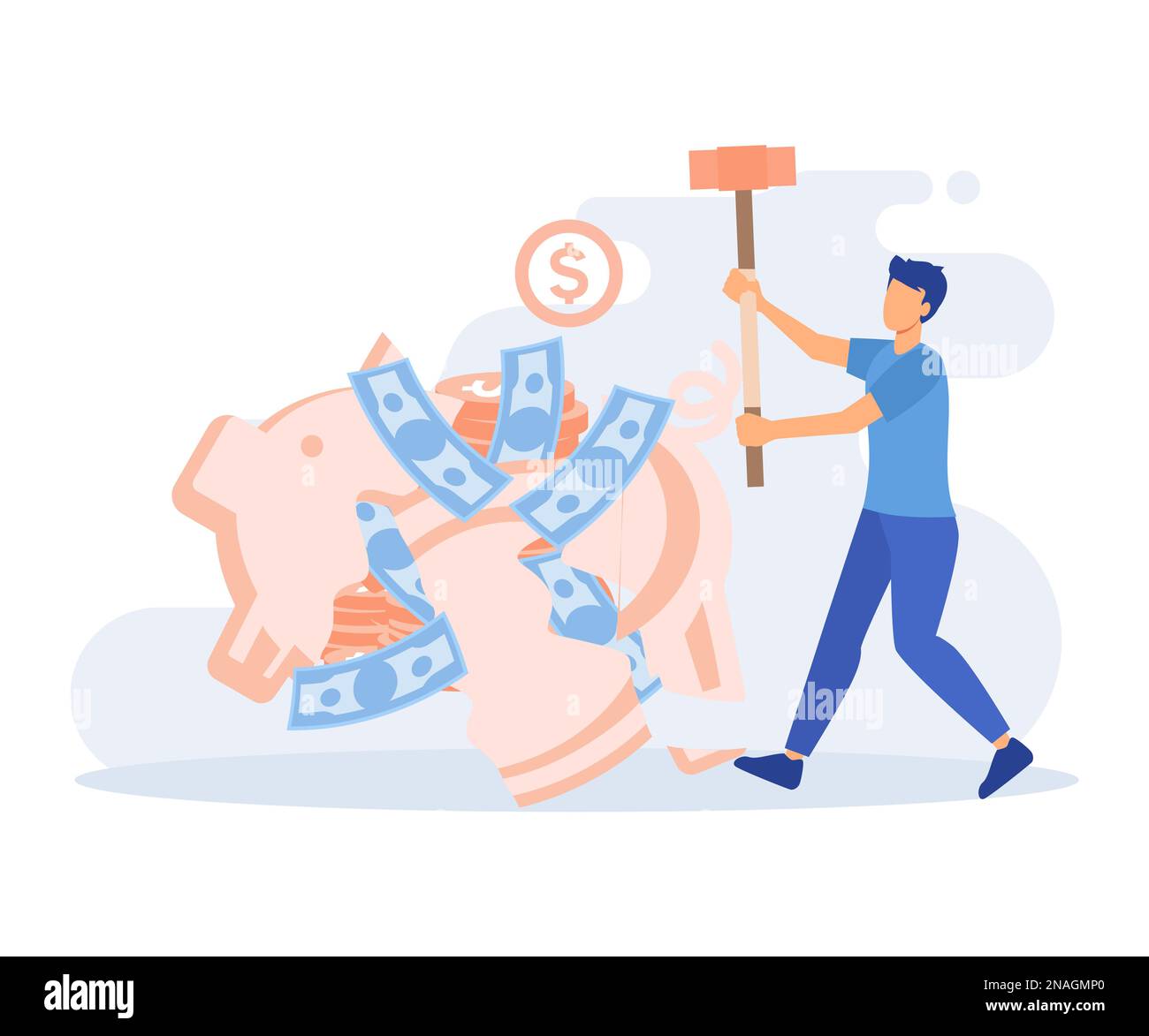 Debt and loan. Characters having financial problems. People calculating ...