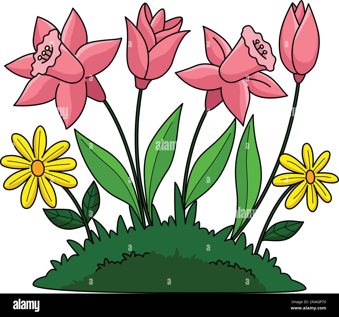 Spring Tulip Flowers Cartoon Colored Clipart Stock Vector Image & Art ...