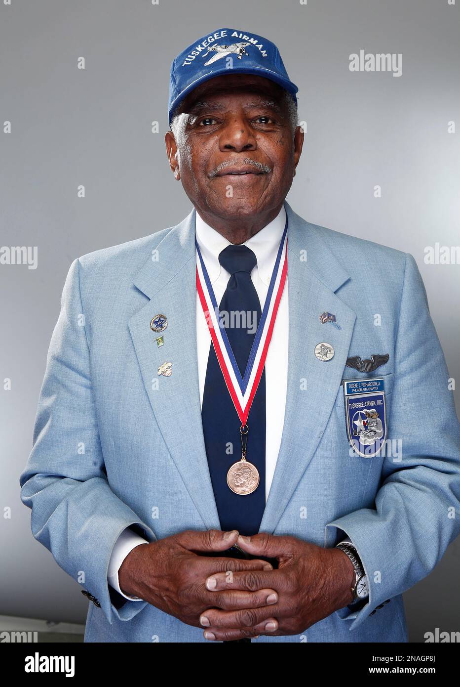Tuskegee airman Eugene J. Richardson, Jr. poses for a portrait during ...